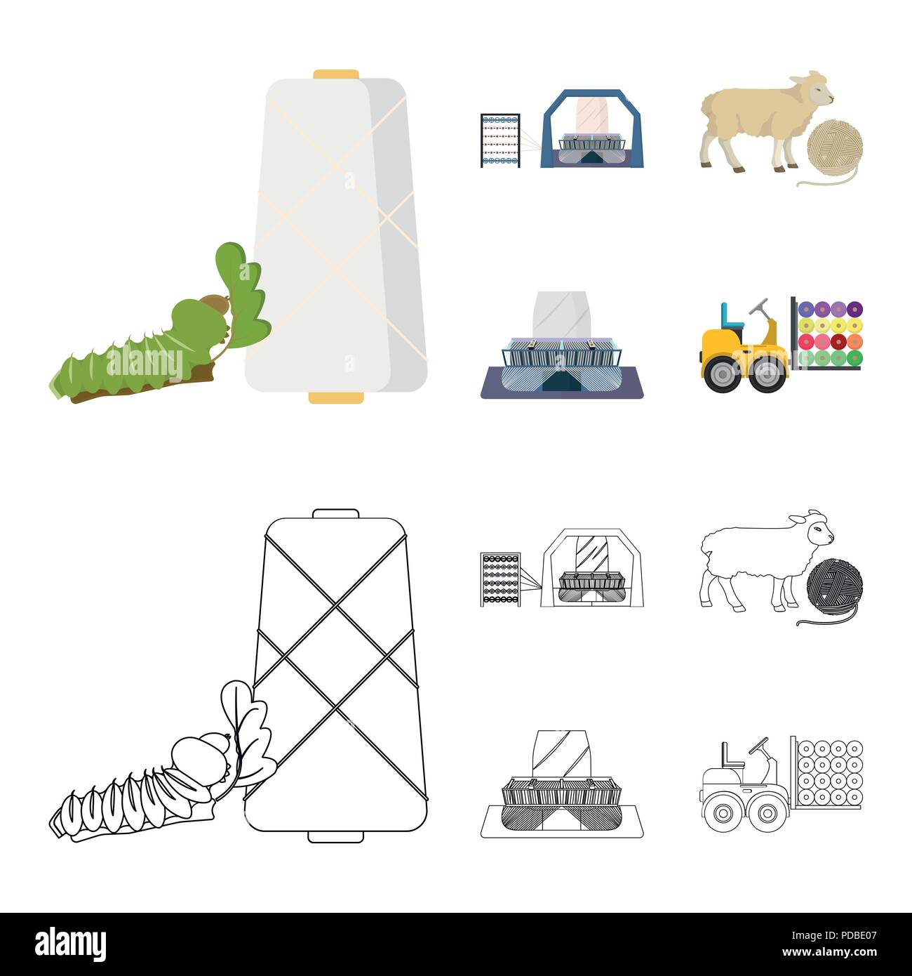 Cotton, coil, thread, pest, and other icon in cartoon,outline style ...