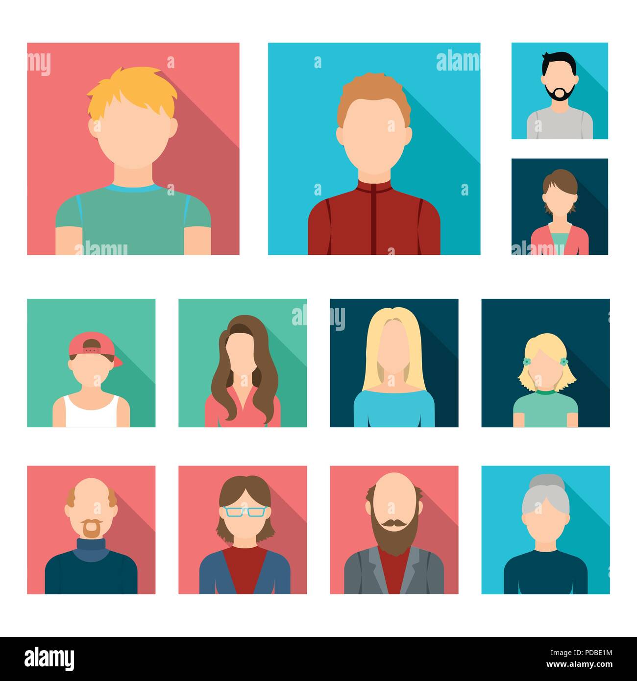 Avatar and face flat icons in set collection for design. A person ...