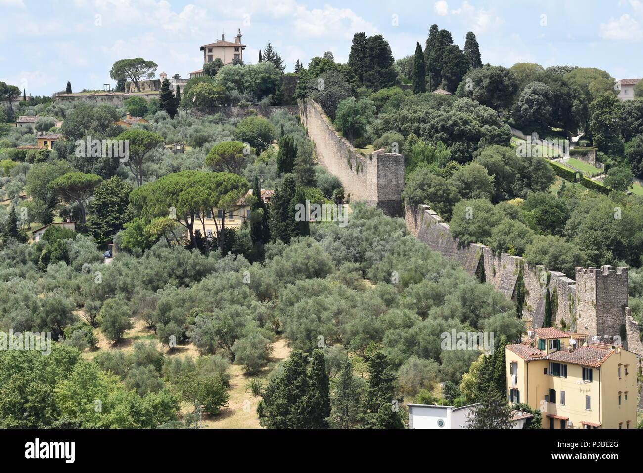 Florence City Wall Roman Architecture from an Aerial View surrounded by ...