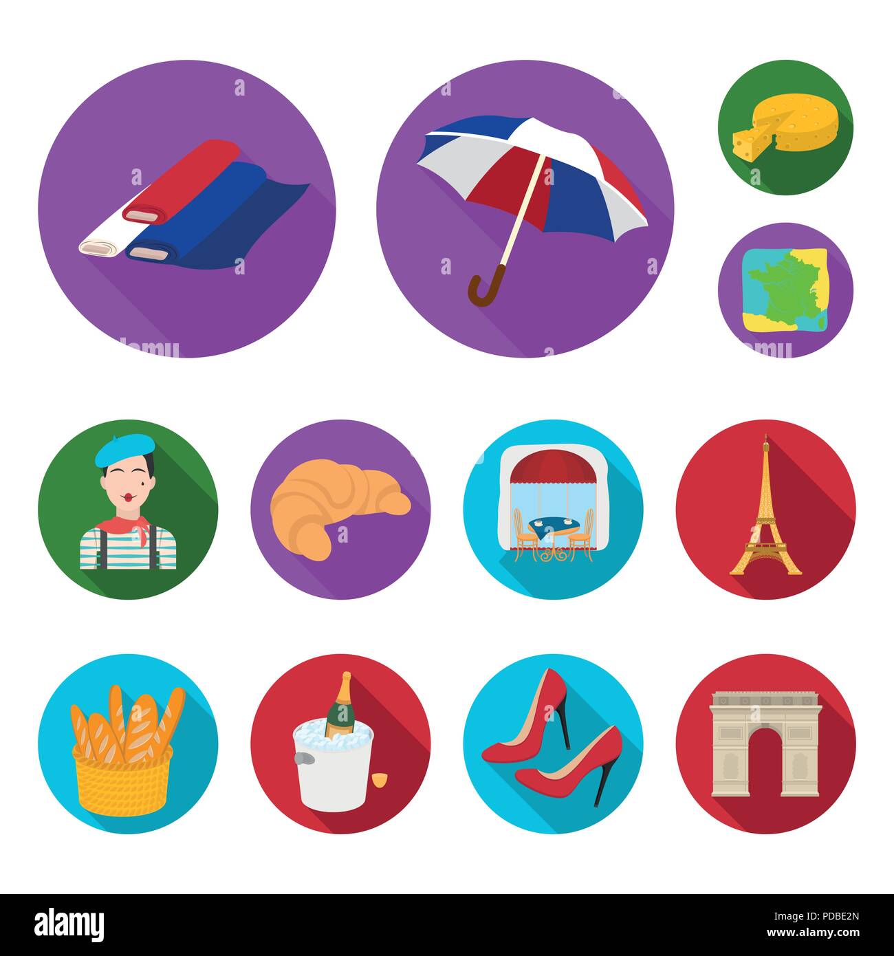 Country France flat icons in set collection for design. France and ...