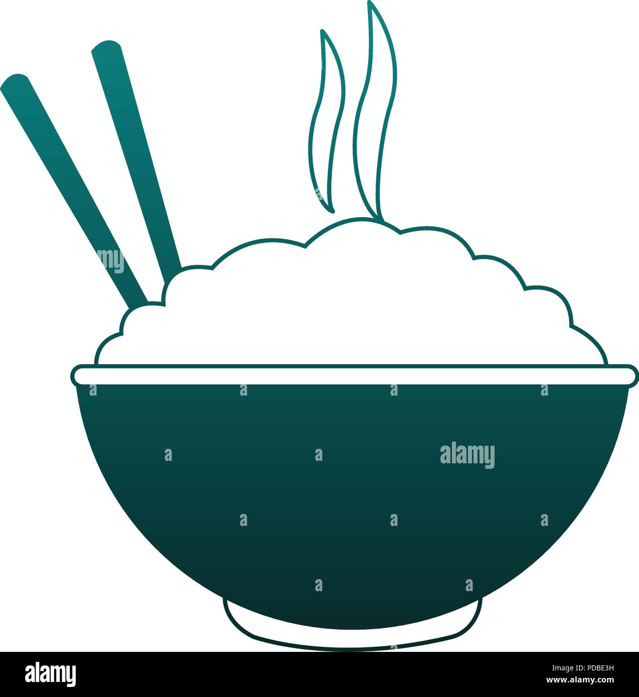 Rice on bowl with chopsticks in blue lines Stock Vector Image & Art - Alamy