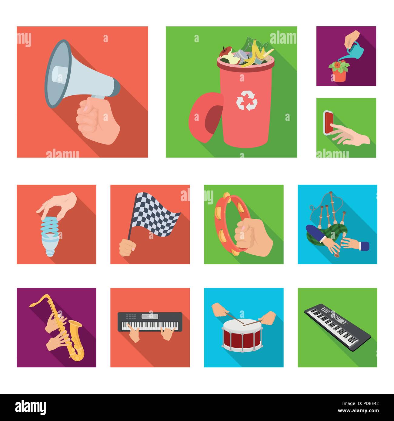 Manipulation by hands flat icons in set collection for design. Hand ...