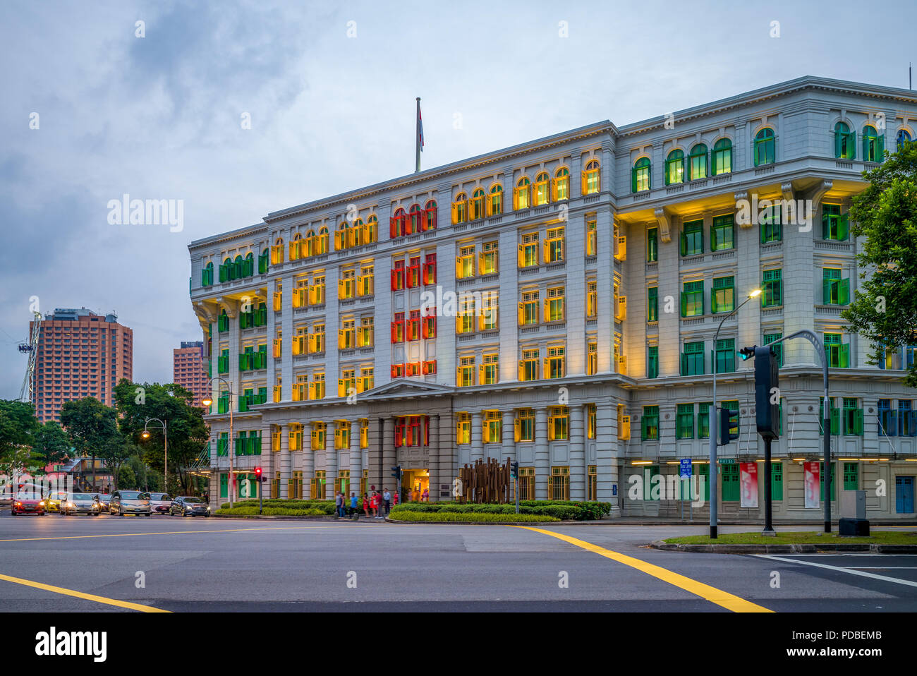 building with colorful windows at clarke quay Stock Photo - Alamy