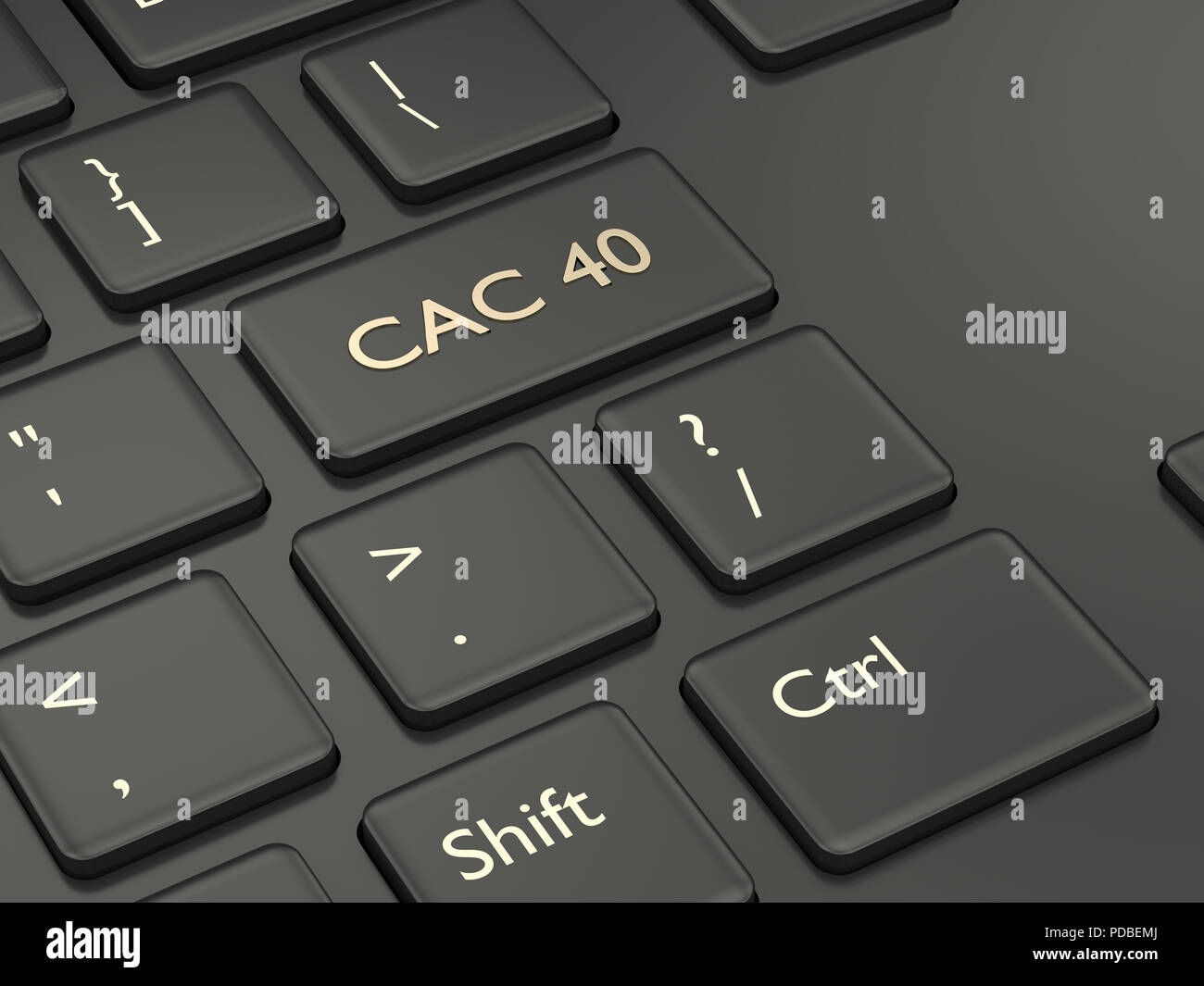 3d render closeup of computer keyboard with CAC 40 index button. Stock ...