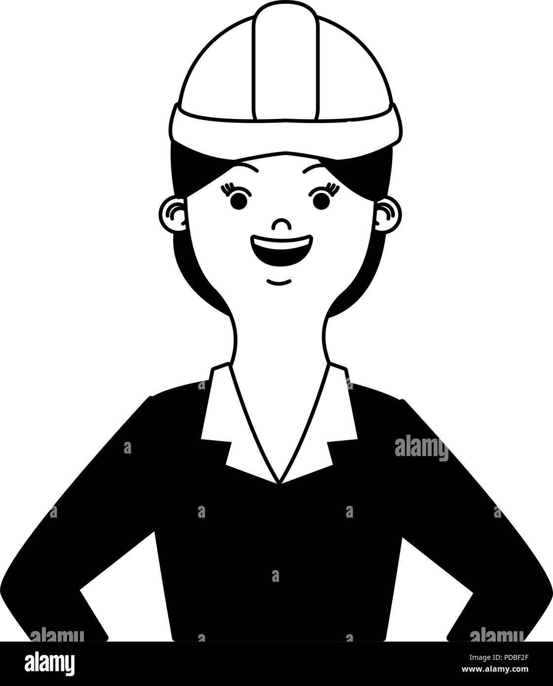 Woman in construction helmet Black and White Stock Photos & Images - Alamy