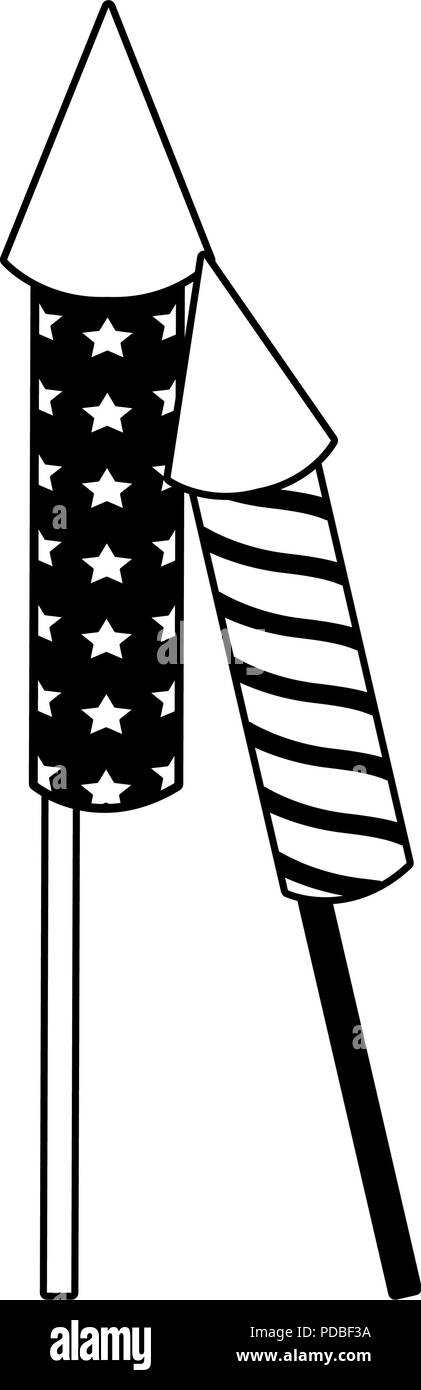 Rockets firework isolated in black and white Stock Vector Image & Art ...