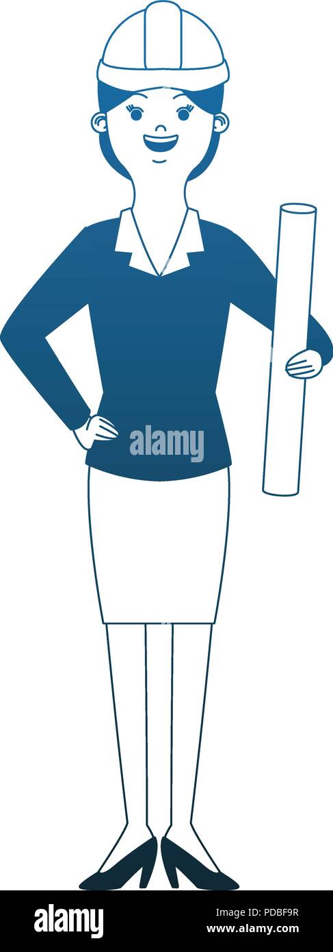 woman engineer cartoon blue lines Stock Vector Image & Art - Alamy