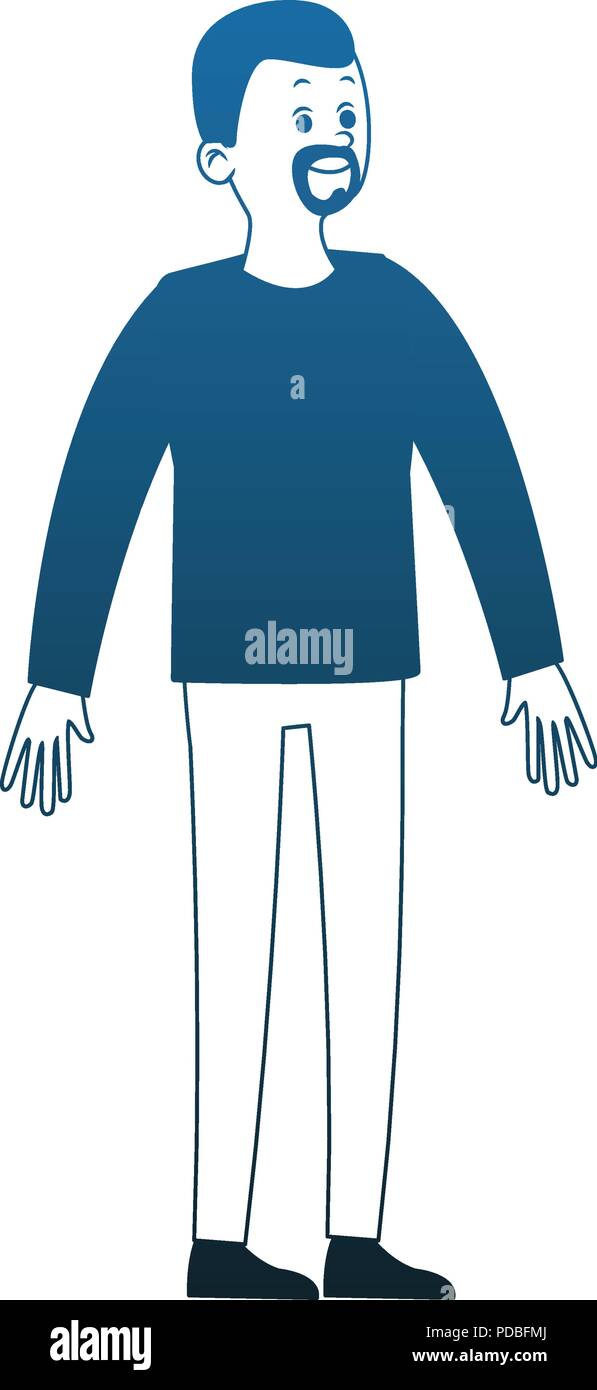 Young man cartoon blue lines Stock Vector Image & Art - Alamy