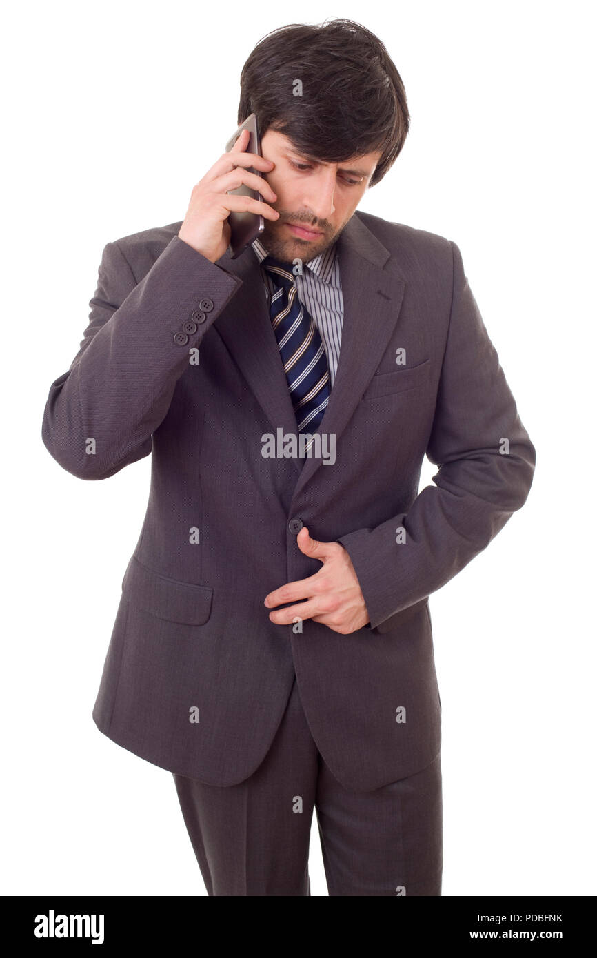 worried business man on the phone, isolated Stock Photo - Alamy