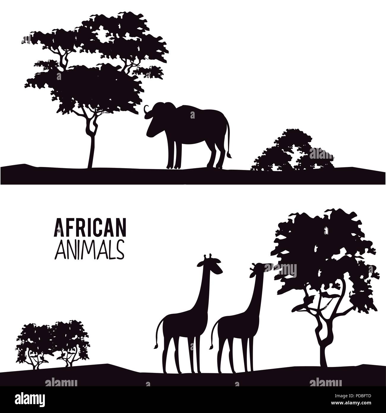 African animals silhouettes Stock Vector Image & Art - Alamy
