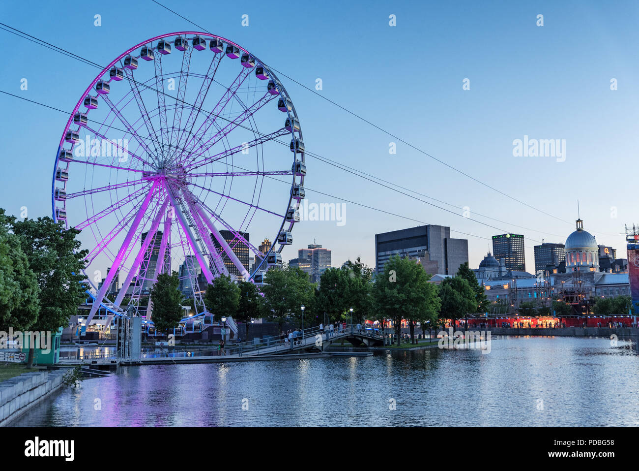 Old Montreal Skyline and Observation Wheel as viewed from Bonsecours ...