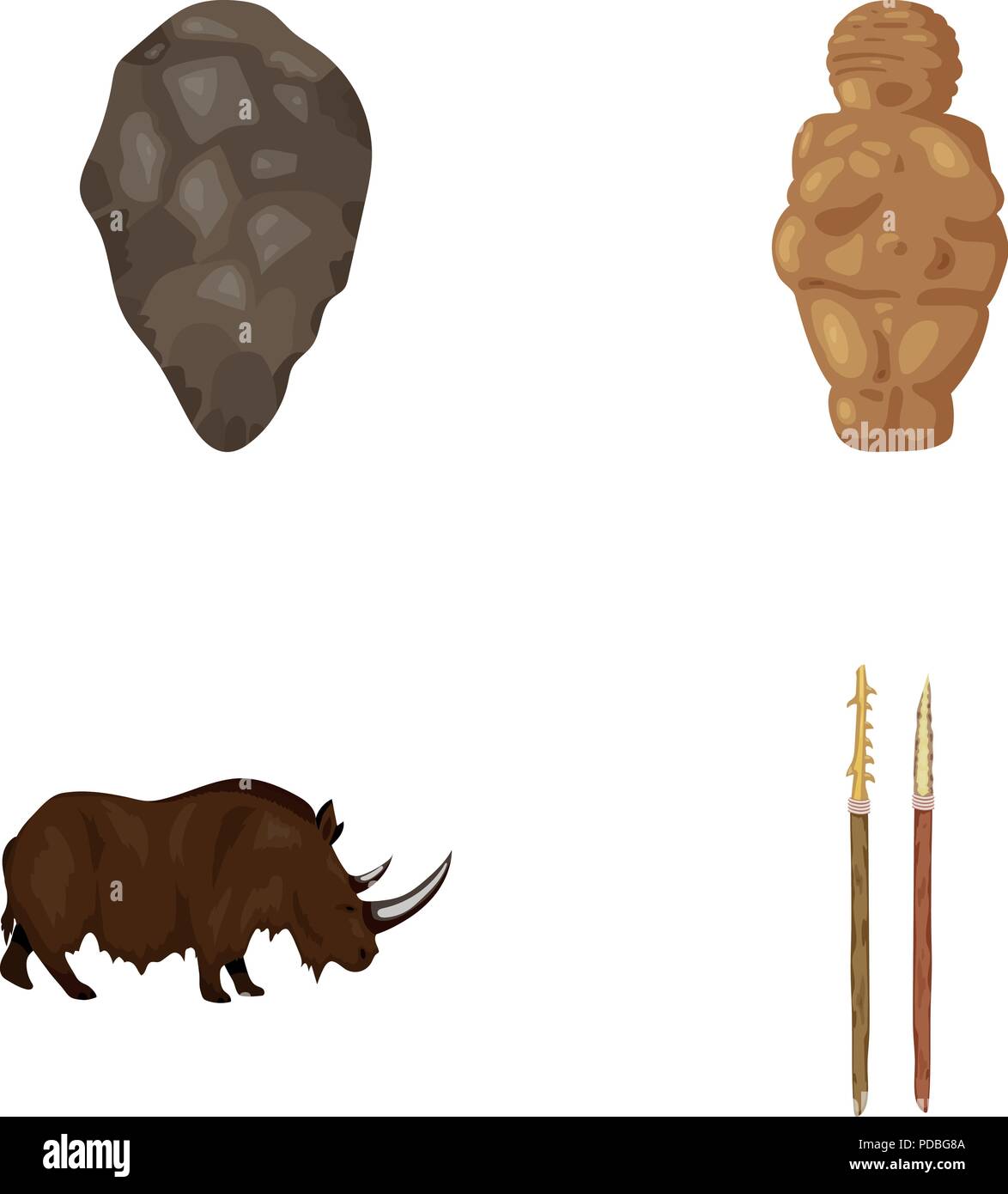 Primitive, woman, man, cattle .Stone age set collection icons in ...