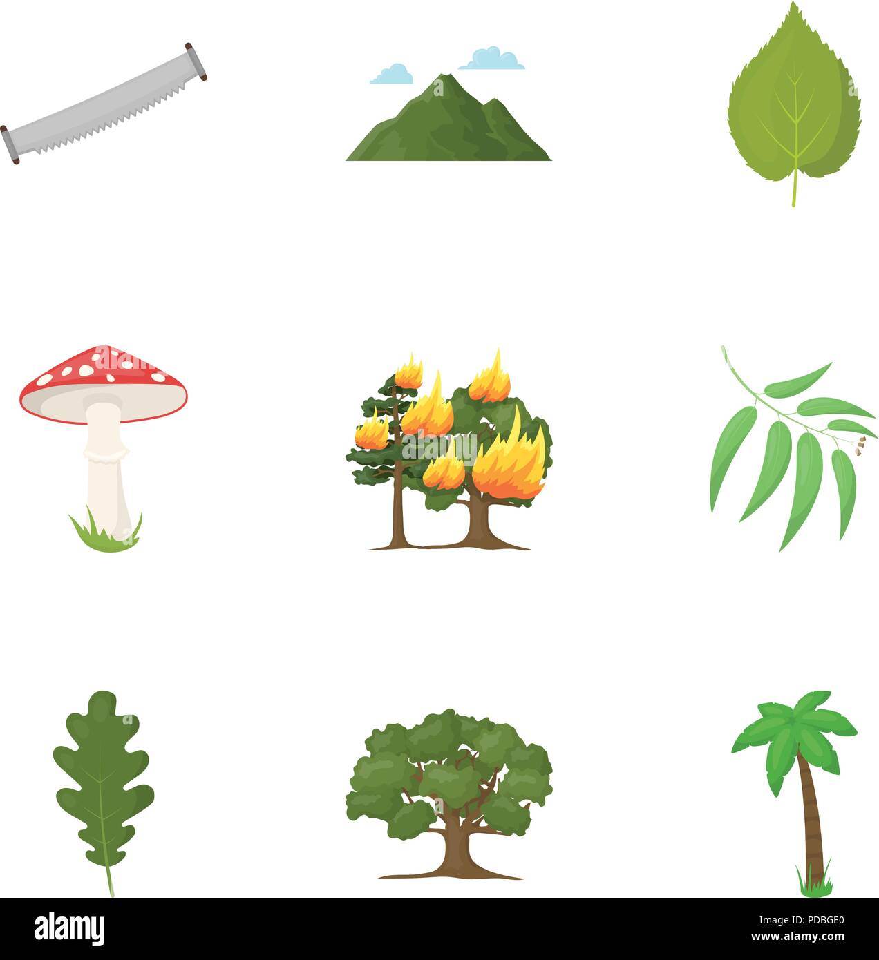 Forest set icons in cartoon style. Big collection of forest vector ...