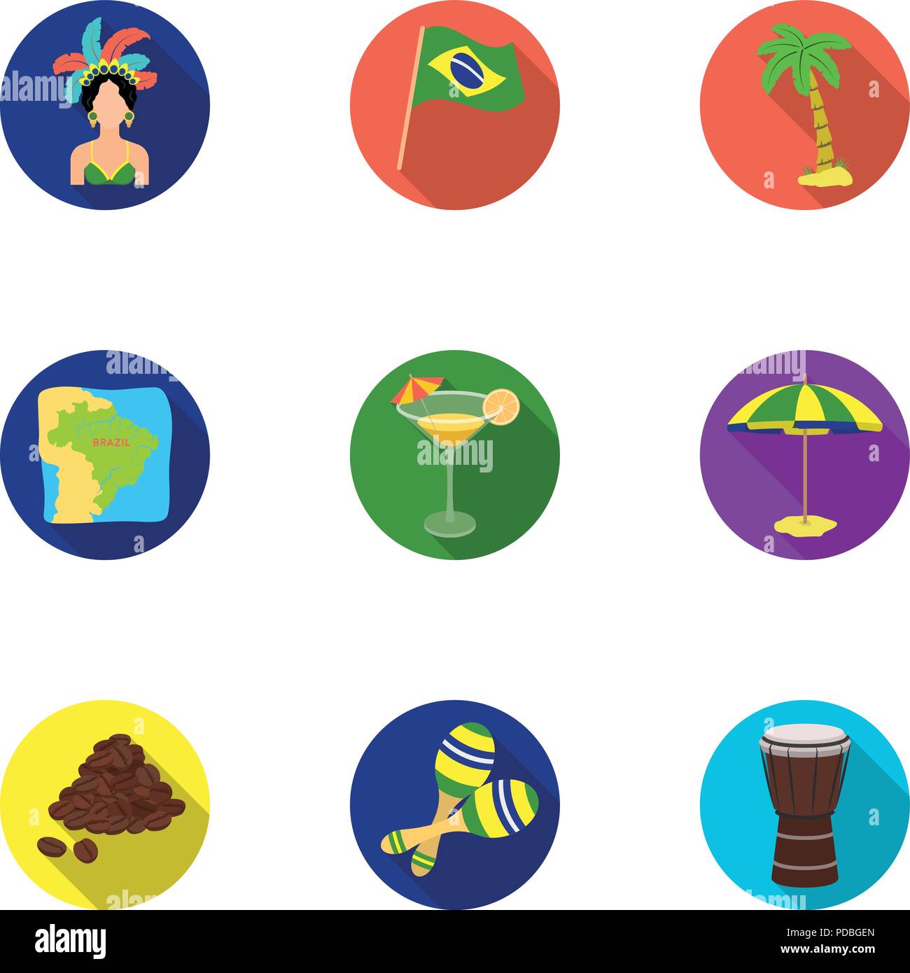 set of icons on the subject of Brazil. Brazilian national attractions ...
