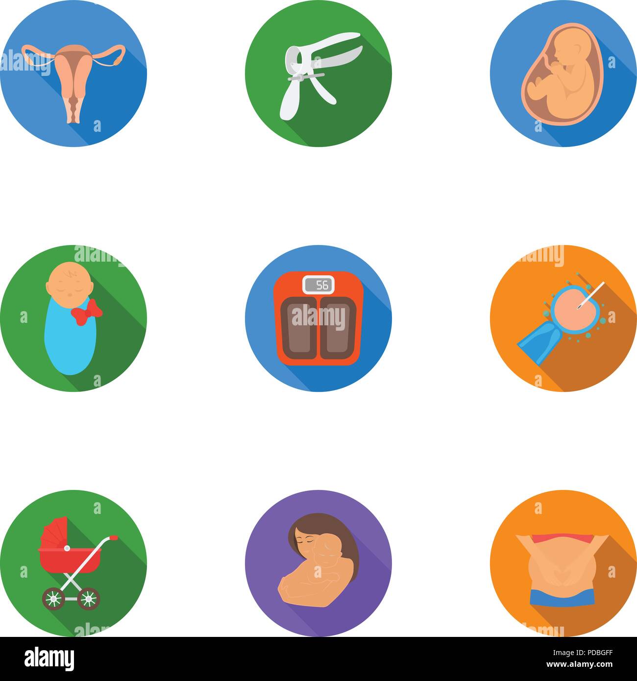 Pregnancy set icons in flat style. Big collection of pregnancy vector ...