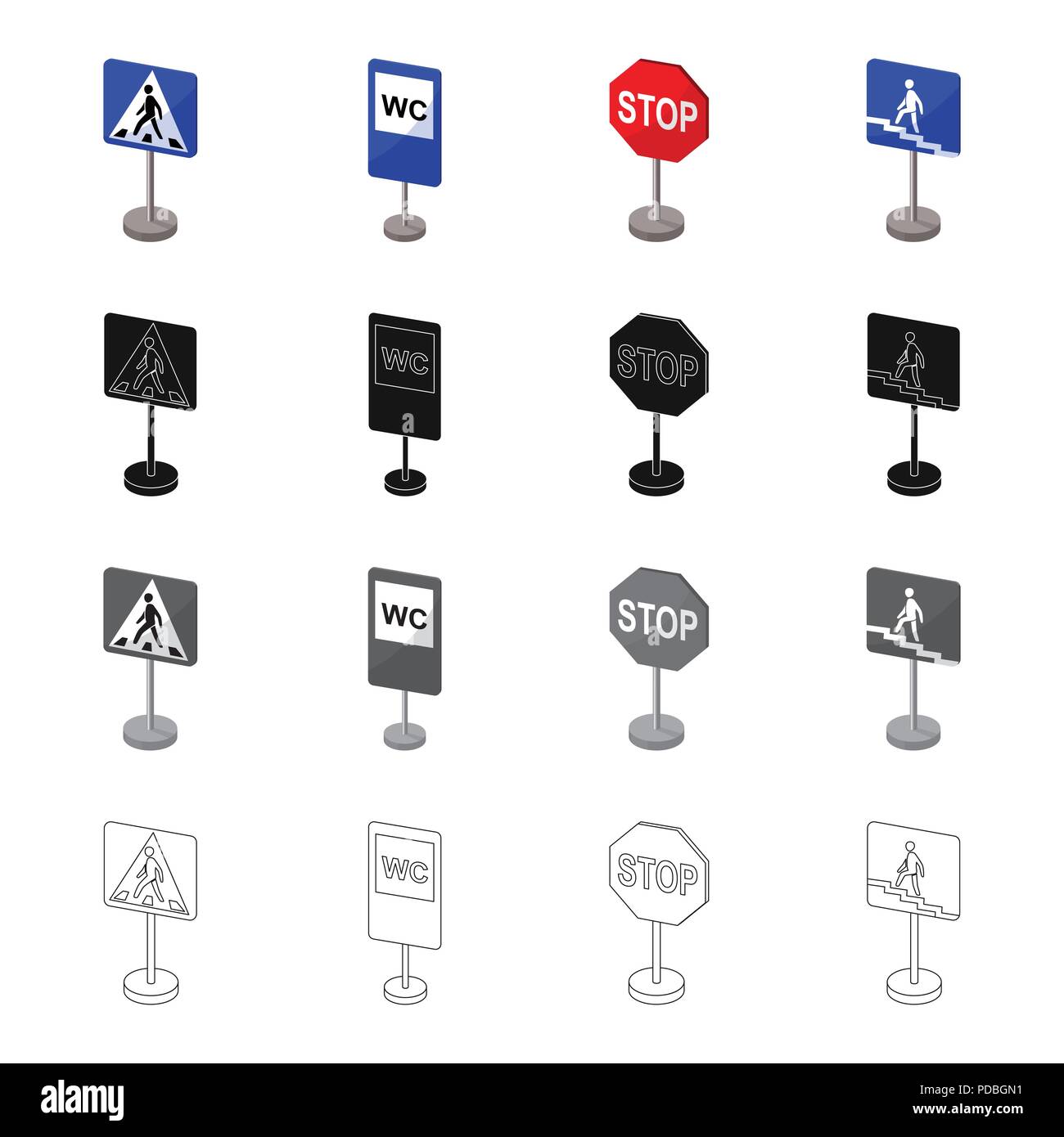 Index on the road, prohibiting, warning, indicating and other types of ...