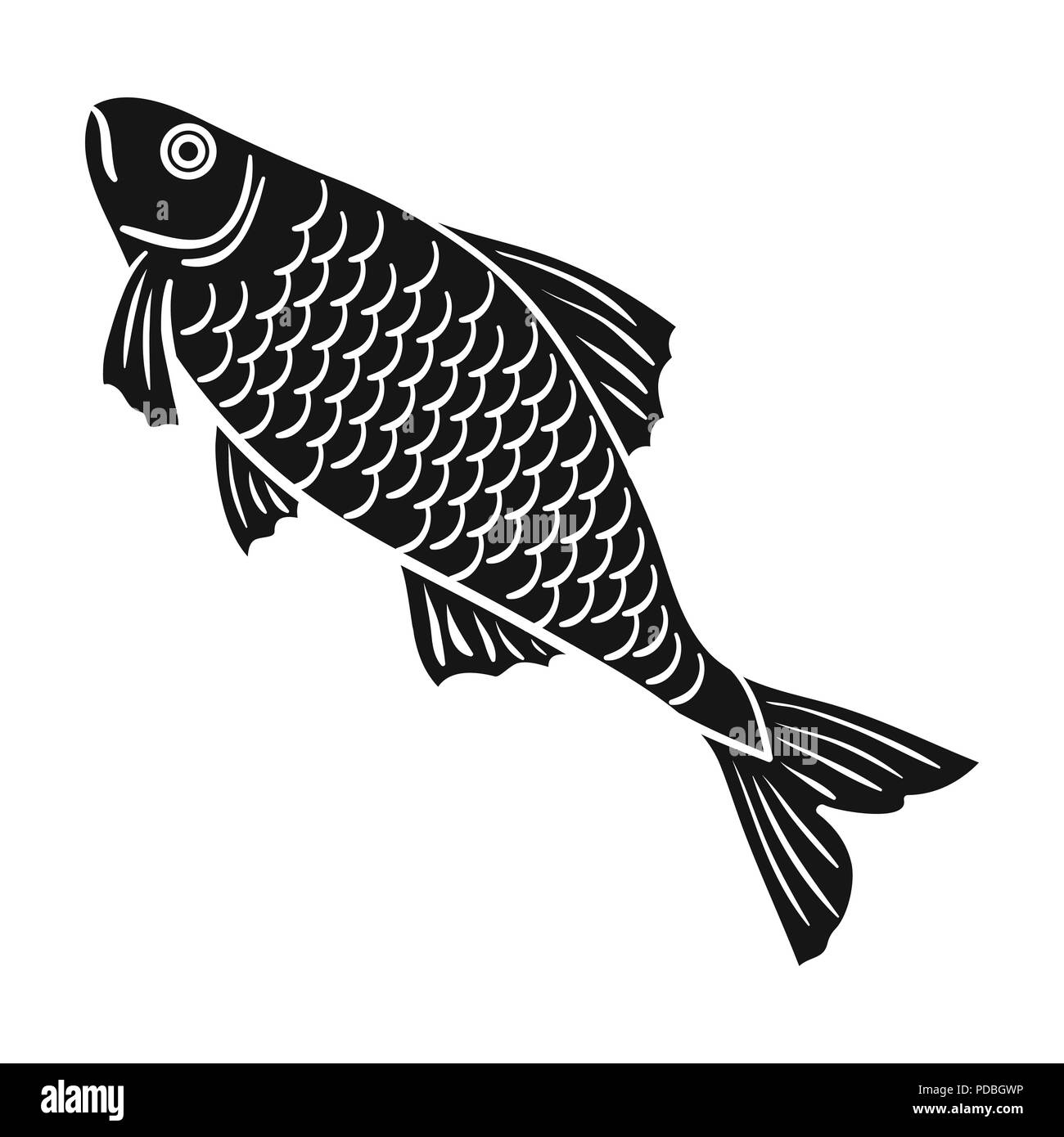 Fish icon in black design isolated on white background. Fishing symbol ...