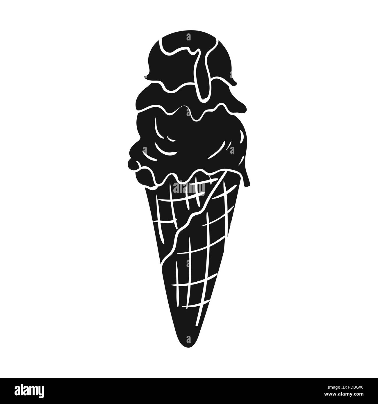 Italian gelato icon in black style isolated on white background. Italy ...