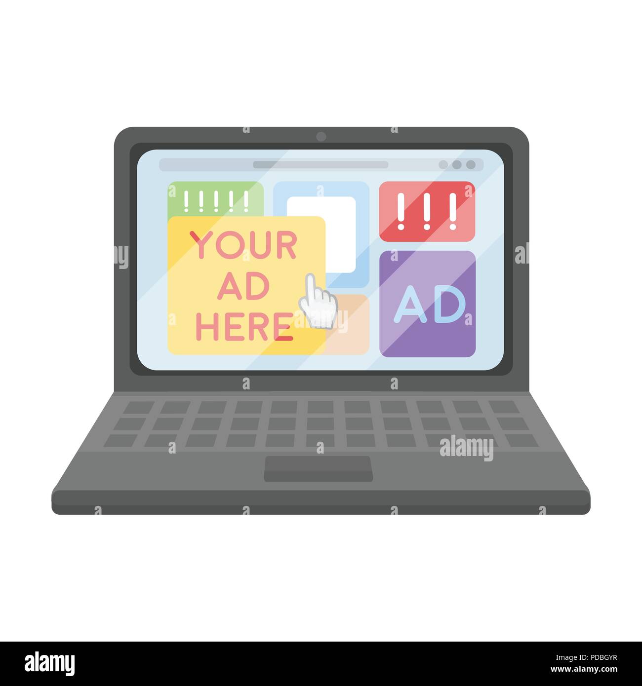 Online advertising icon in cartoon style isolated on white background ...