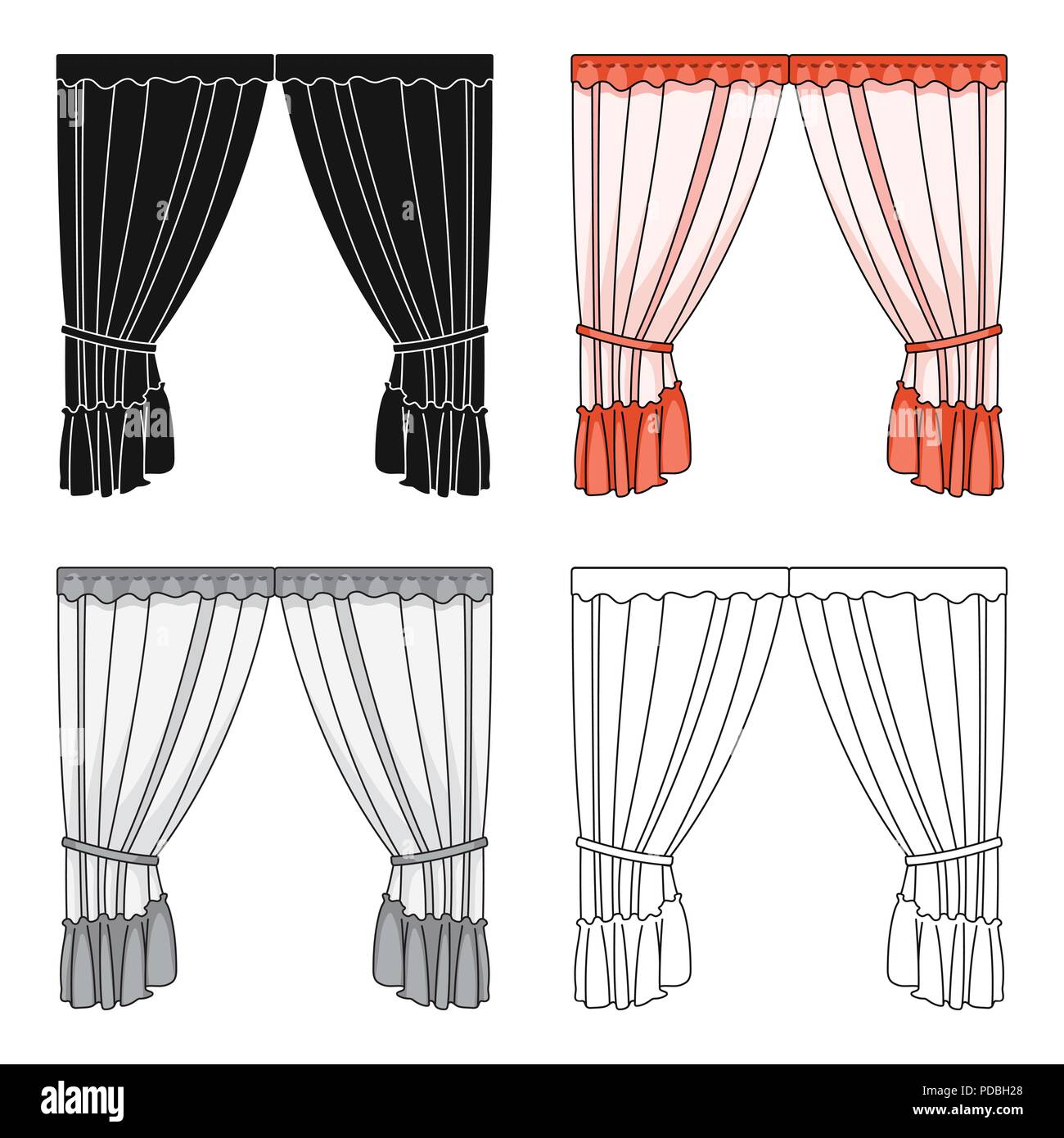 Curtains with drapery on the cornice.Curtains single icon in cartoon ...