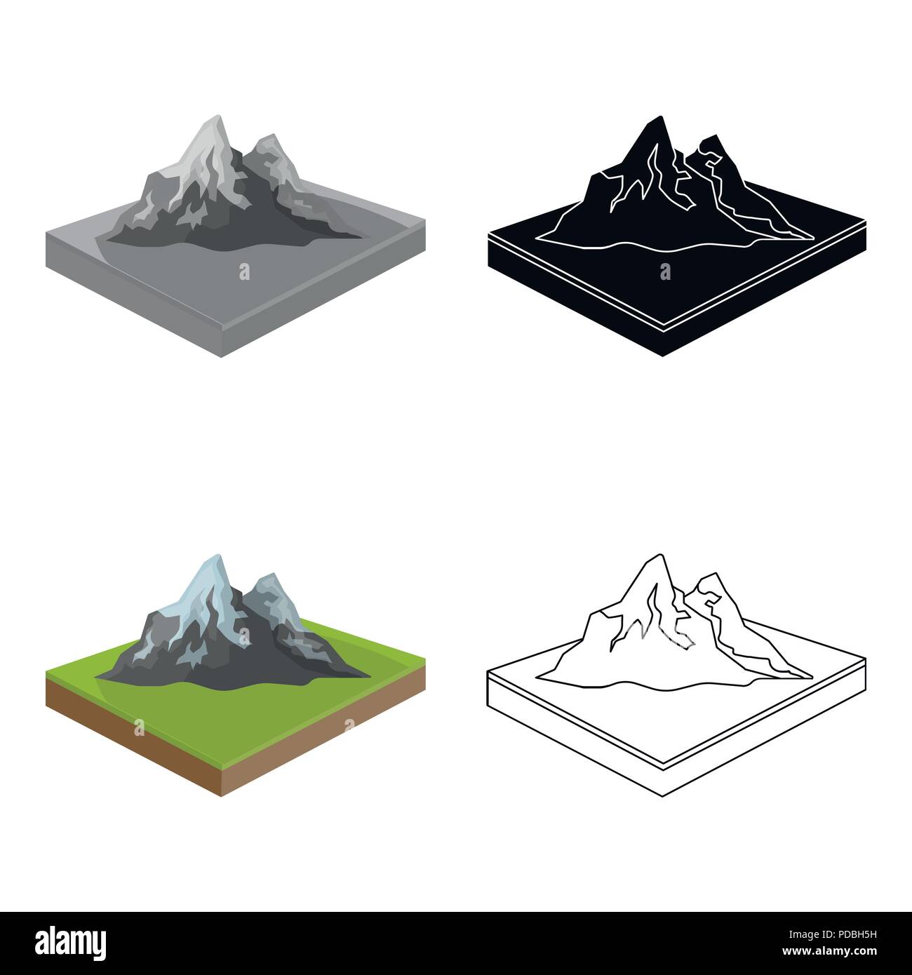 Mountains, rocks and landscape. Relief and mountains single icon in ...