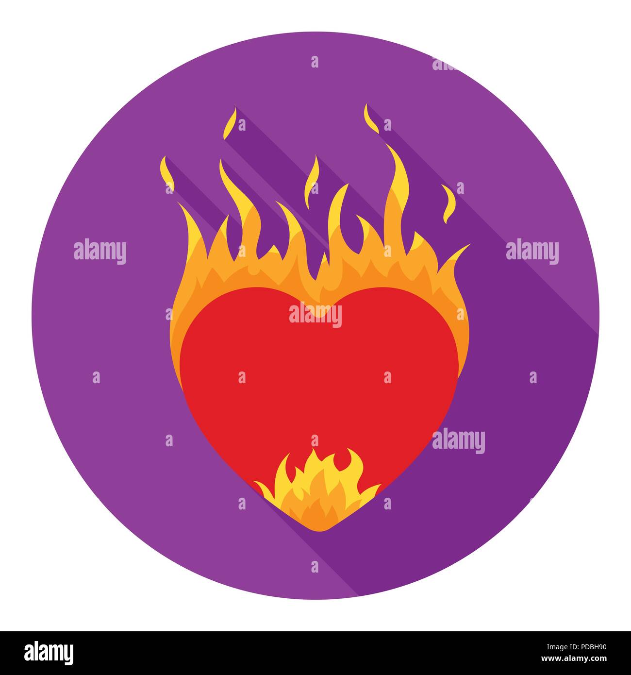 Heart in flame icon in flat style isolated on white background ...