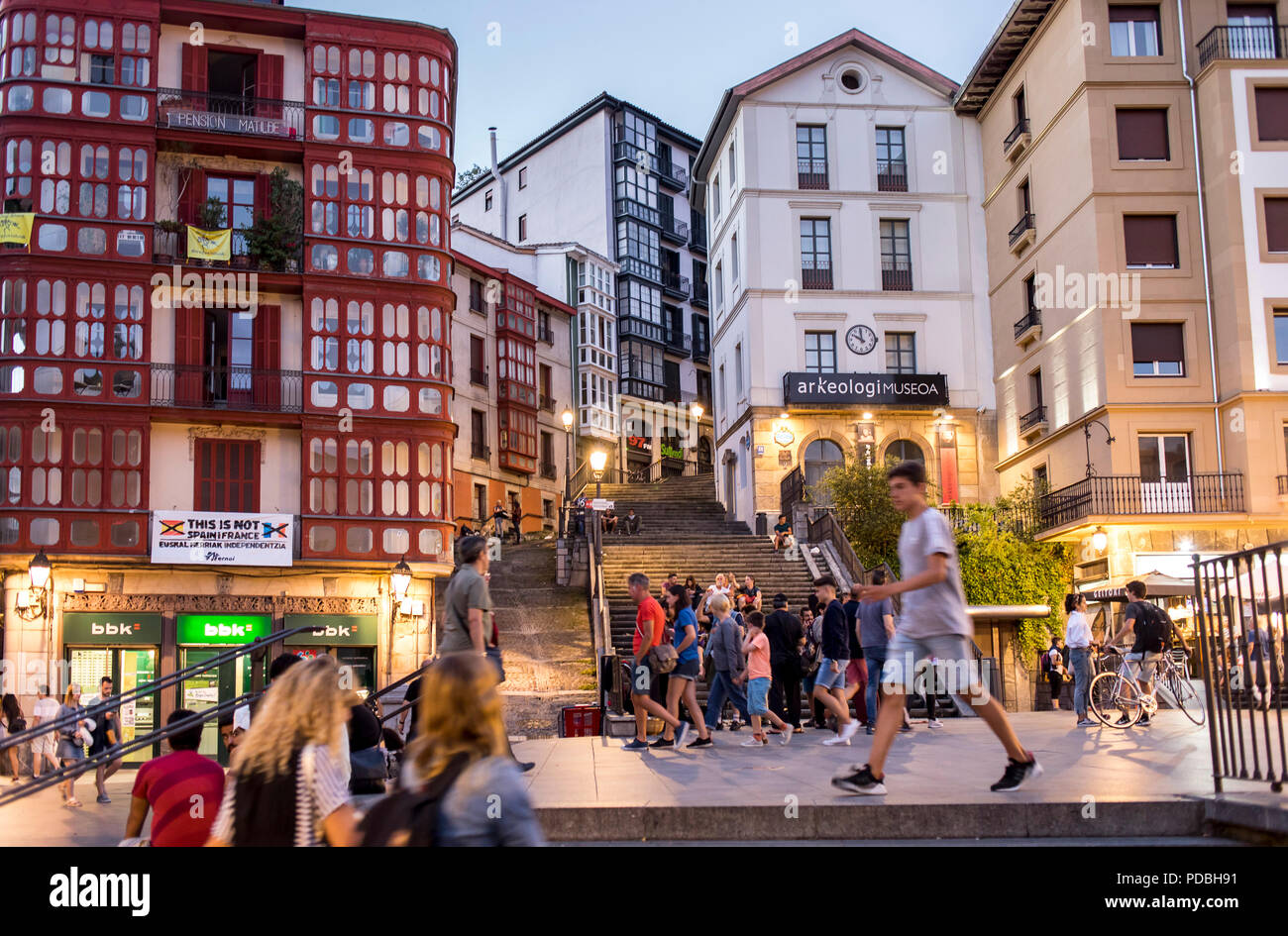 Miguel de Unamuno square, Old Town (Casco Viejo), Bilbao, Spain Stock ...