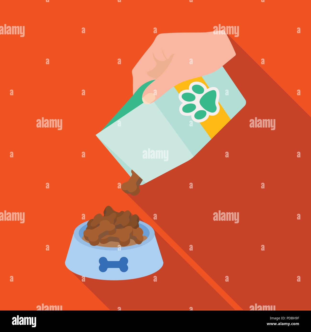 Feeding a pet, feed in a bowl. Pet,dog care single icon in flat style ...