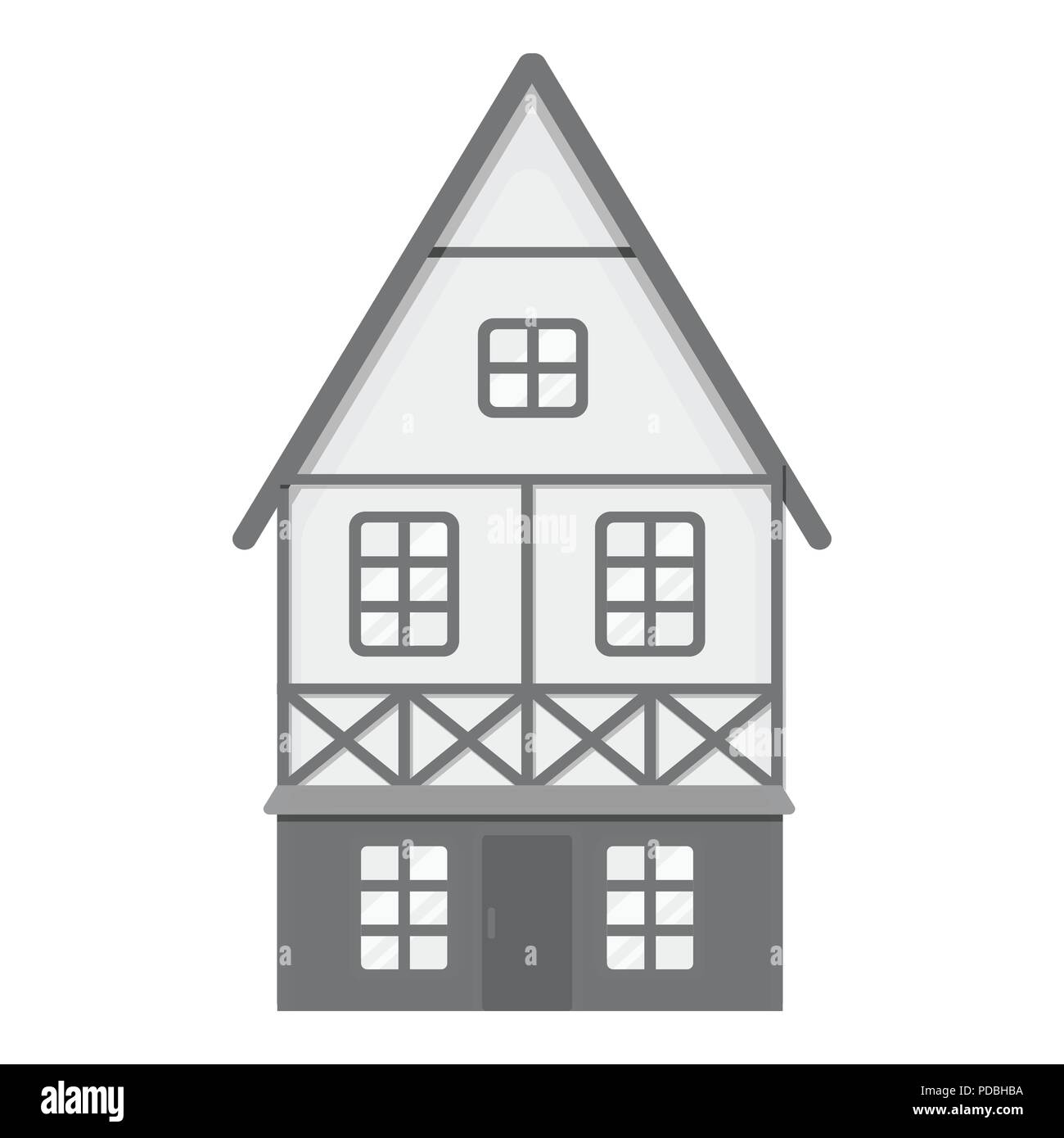 Bavarian house icon in monochrome style isolated on white background ...