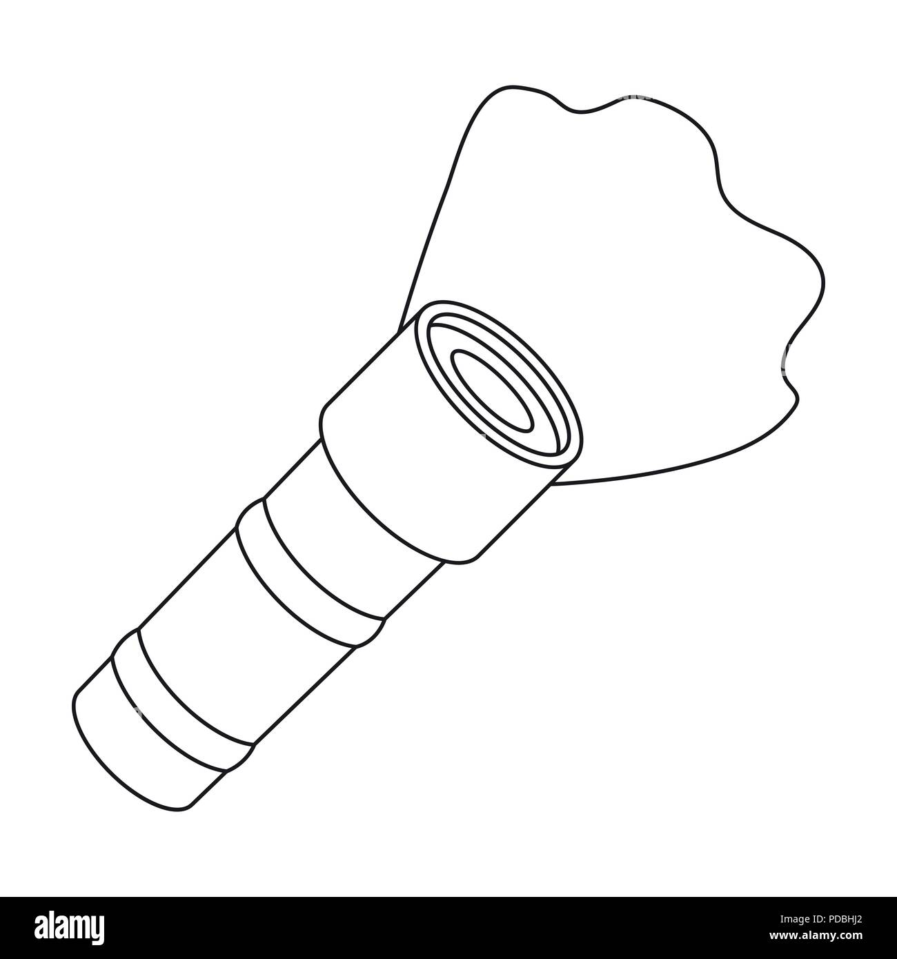 Flashlight icon in outline design isolated on white background. Police ...