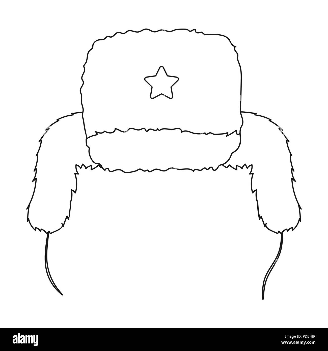 Ushanka icon in outline design isolated on white background. Russian ...