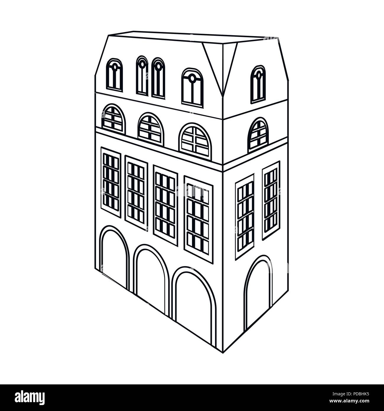 Typical English house. Architecture of the house single icon in outline ...