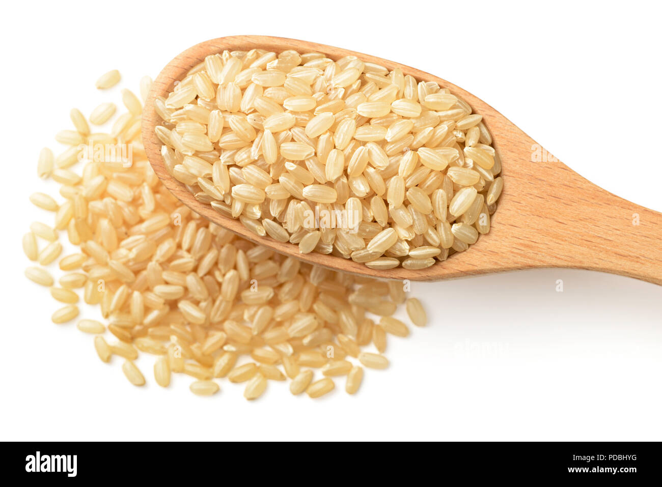 raw brown rice isolated on the white background Stock Photo - Alamy