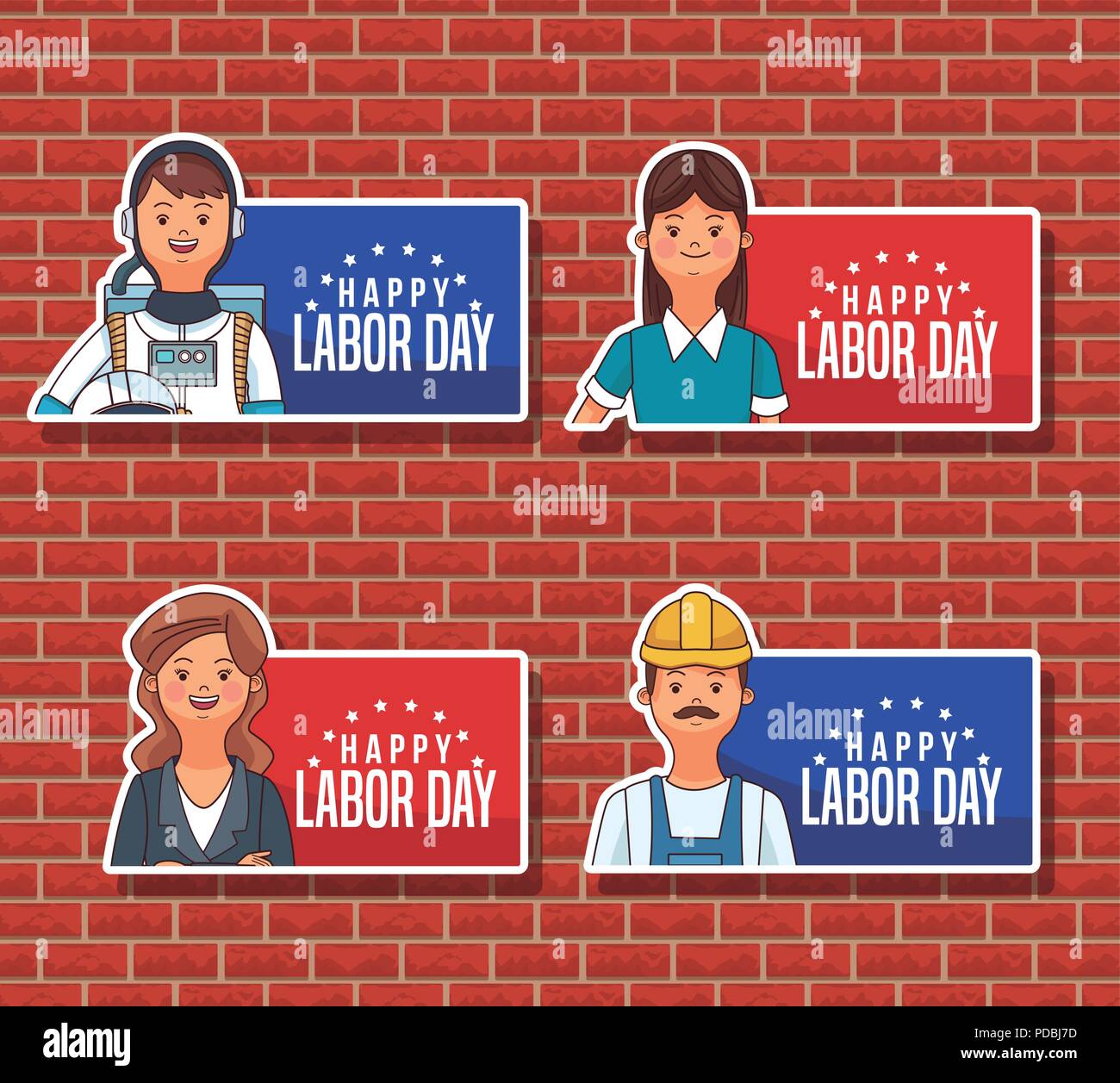 Happy labor day emblems Stock Vector Image & Art - Alamy