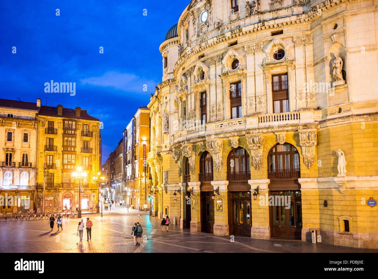 Arriaga Theatre, in Arriaga Plaza, Bilbao, Basque Country, Spain Stock ...