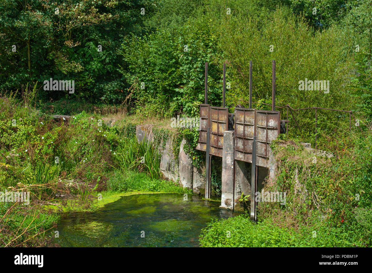 Sluice gates on River Wylye at Longbridge Deverill, Warminster ...