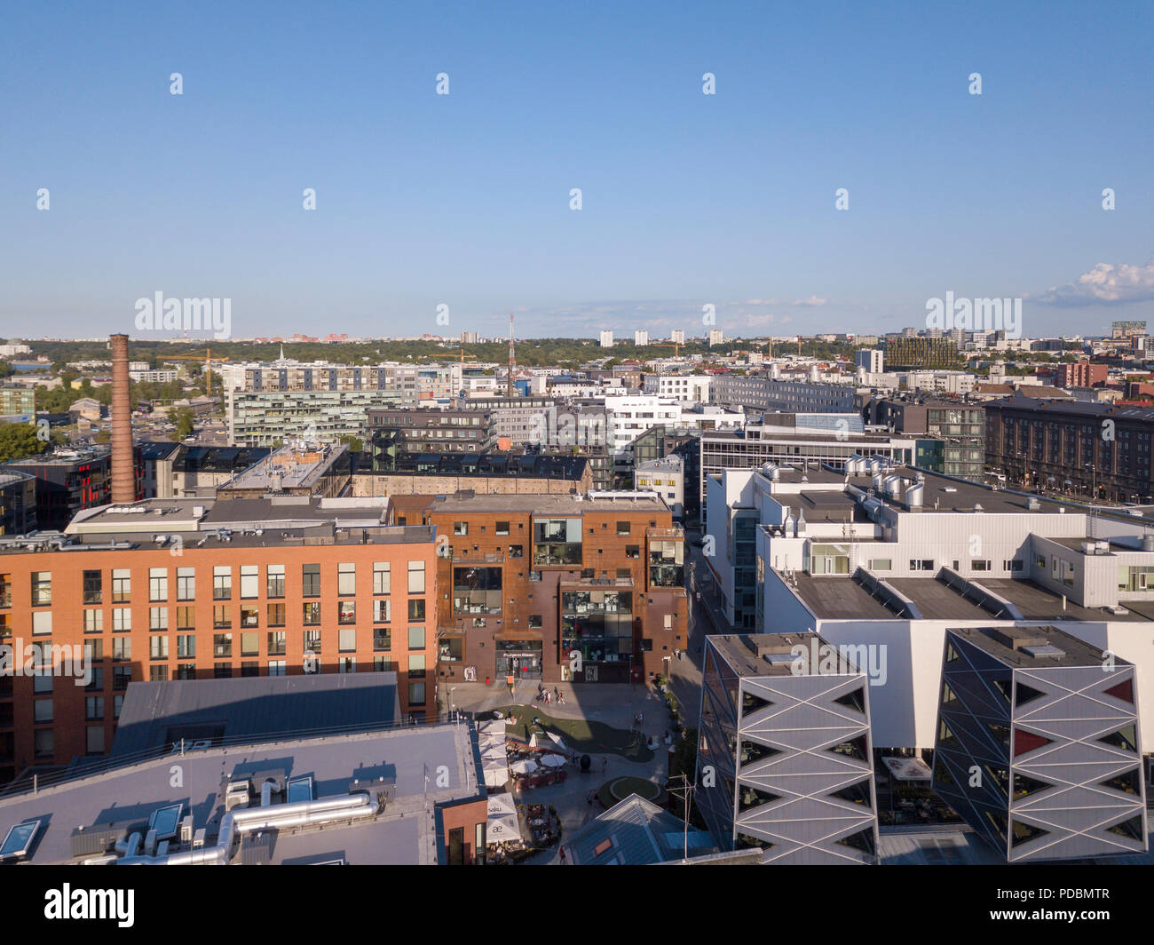 Estonia, Tallinn - August 08, 2018: Aeriel view of Rotermanni quarter ...
