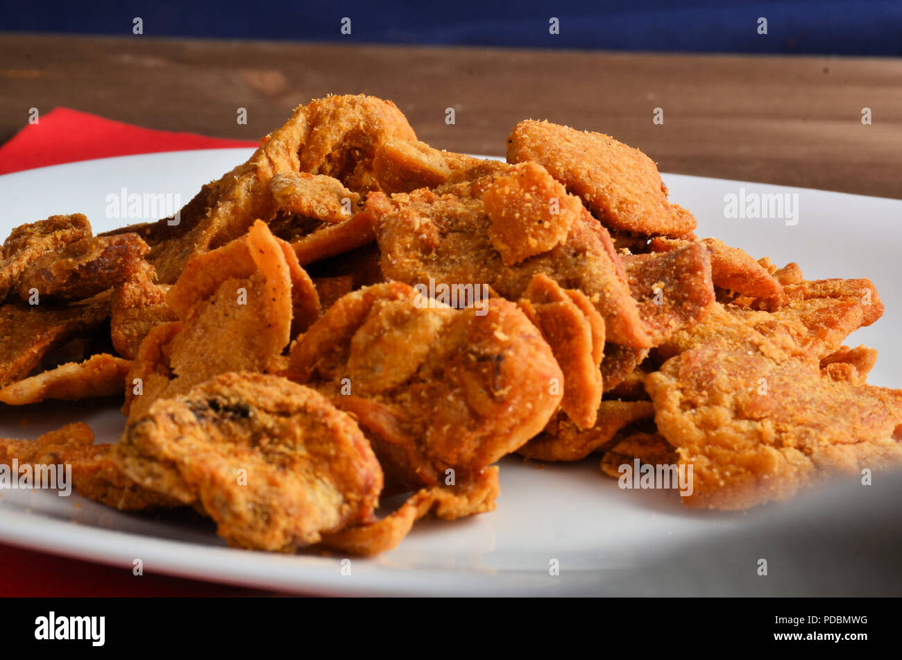 Pork rind favorite food in piedmonte italy, isolated on white in ...