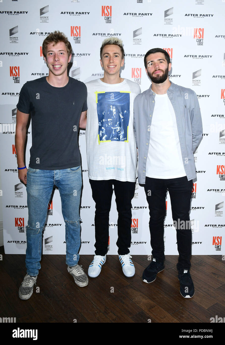 (left to right) Calfreezy, Miniminter and Zerkaa at the world premiere ...