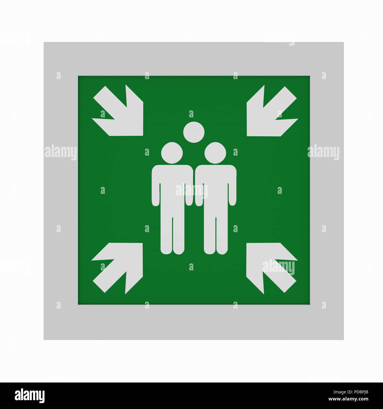 current escape signs according to ASR A1.3: collection point. Front ...