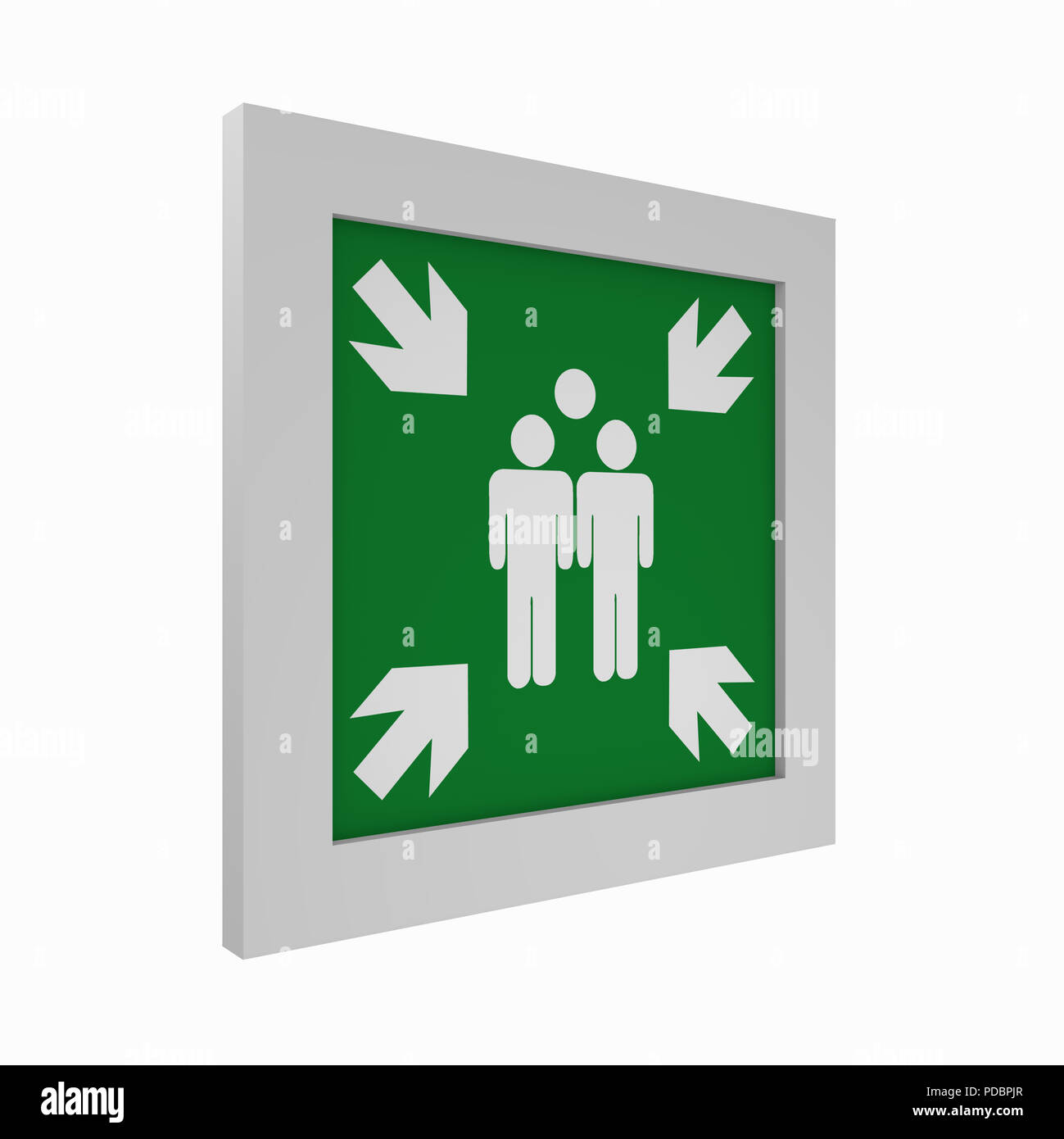 current escape signs according to ASR A1.3: collection point. Side view ...