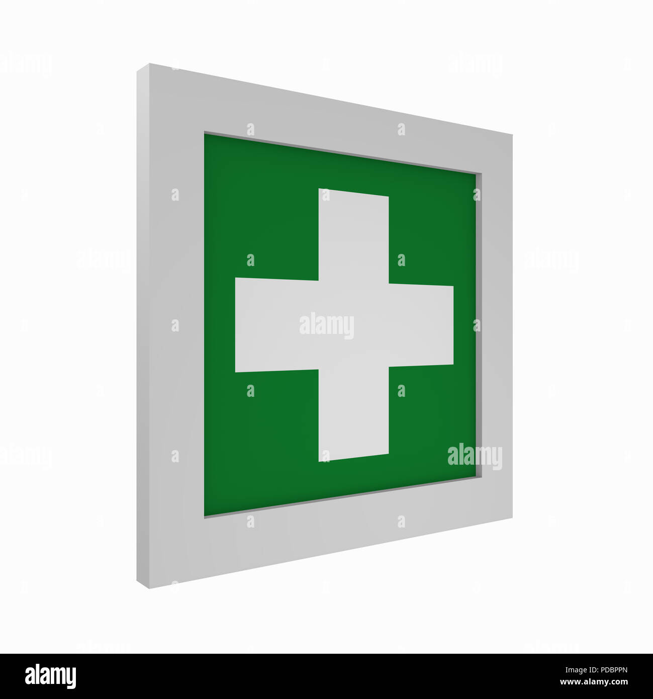 current escape signs according to ASR A1.3: first aid. Side view, 3d ...