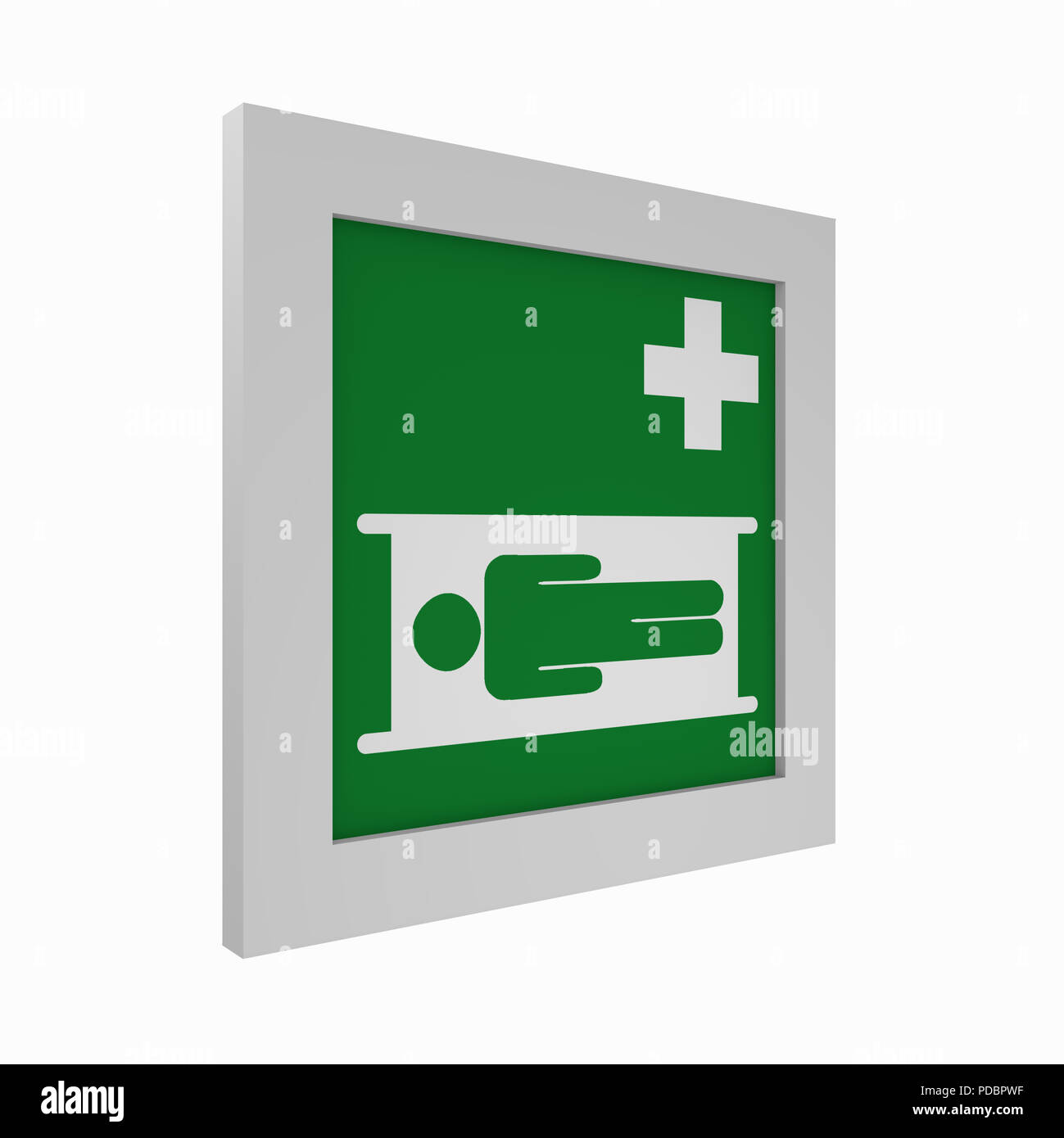 current escape signs according to ASR A1.3: Stretcher. Side view, 3d ...