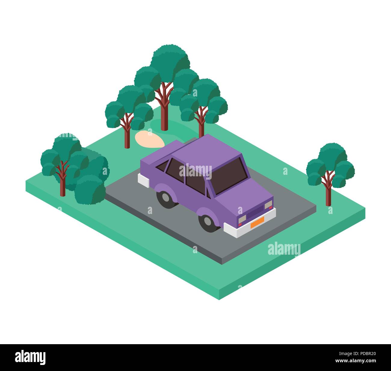 car parking and trees scene isometric icon Stock Vector Image & Art - Alamy