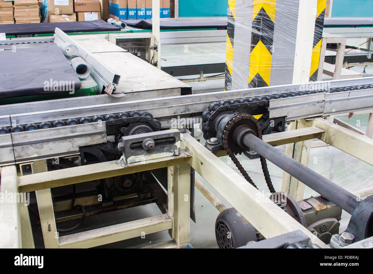 Conveyor chain drive shaft production line of the factory Stock Photo ...