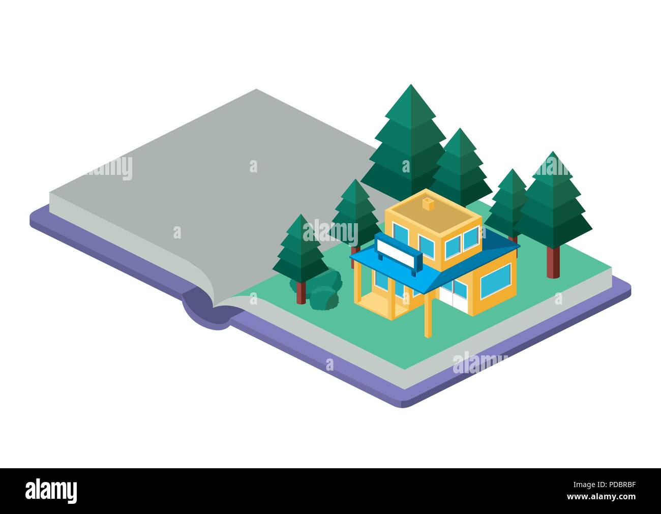building and trees isometric scene on book Stock Vector Image & Art - Alamy