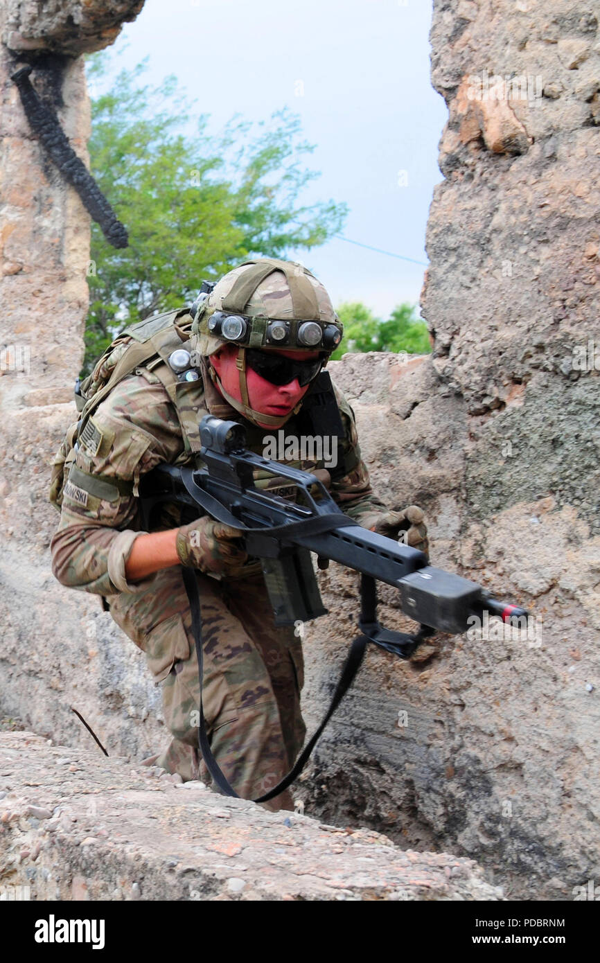 A U.S. Soldier assigned to Bravo Company, 2nd Battalion, 5th Cavalry ...