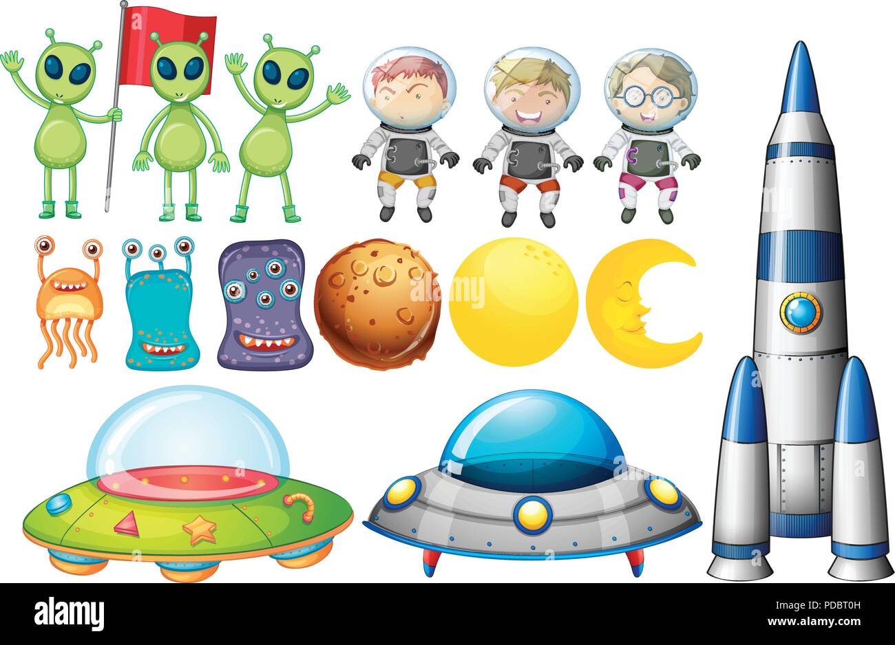 Set of space themed objects illustration Stock Vector Image & Art - Alamy