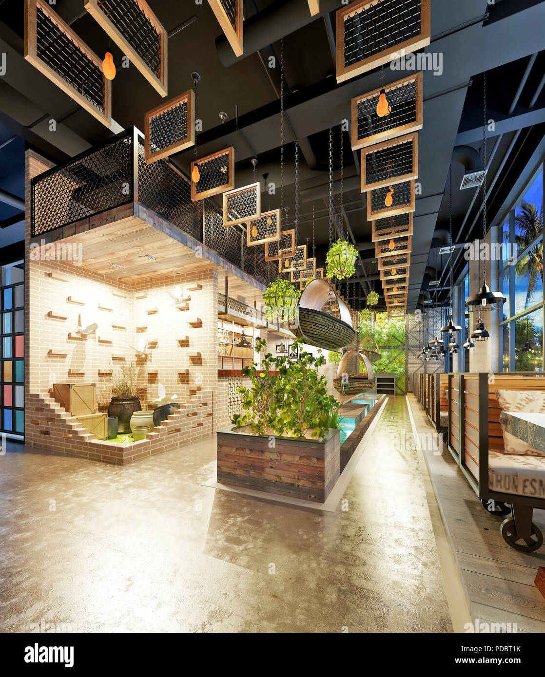 3d render restaurant Stock Photo - Alamy