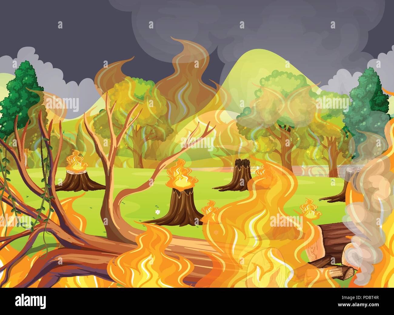 A scary forest fires illustration Stock Vector Image & Art - Alamy